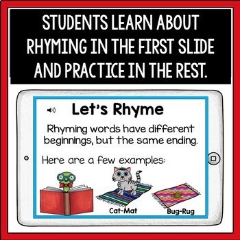 Rhyming With Pictures And Audio Boom Cards Activities | Comprehension ...