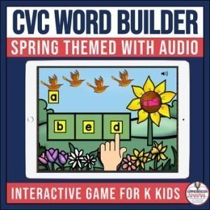 Spring CVC Word Building Activities Boom Cards | Comprehension Connection
