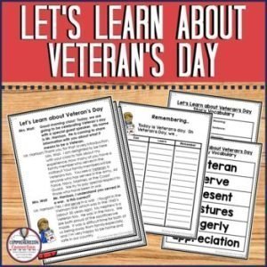 Veteran's Day Partner Play, Veteran's Day Fluency Activity ...
